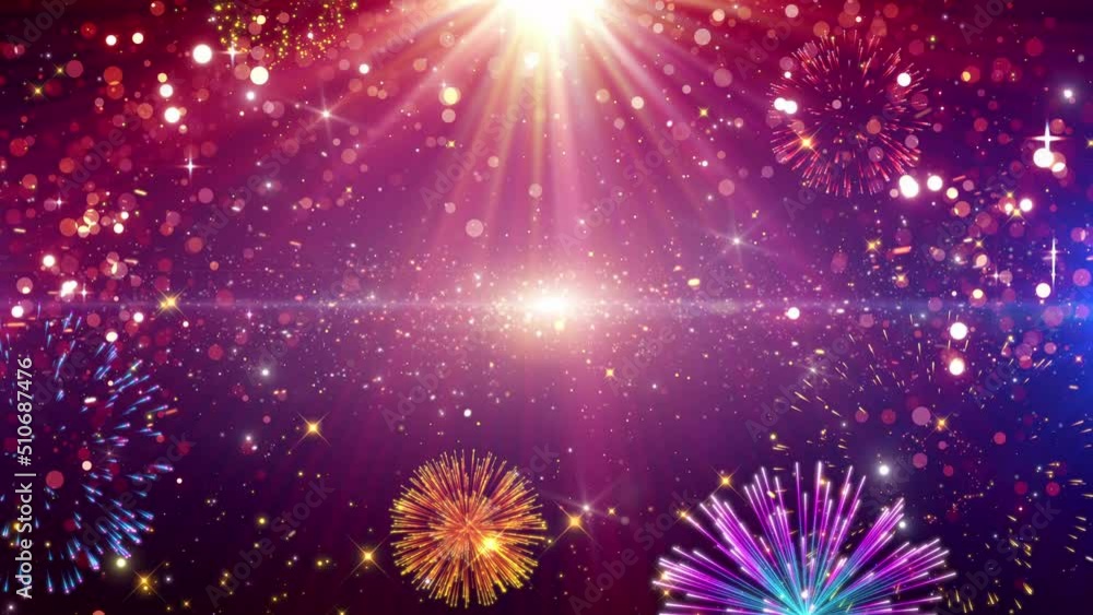 red fireworks explosion background celebration loop Stock Video | Adobe ...