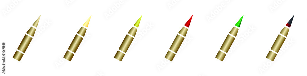 Bullets vector set. Set of icons of cartridges for different purposes ...