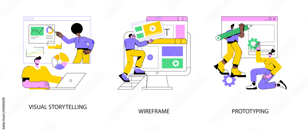 Web page layout abstract concept vector illustration set. Visual ...