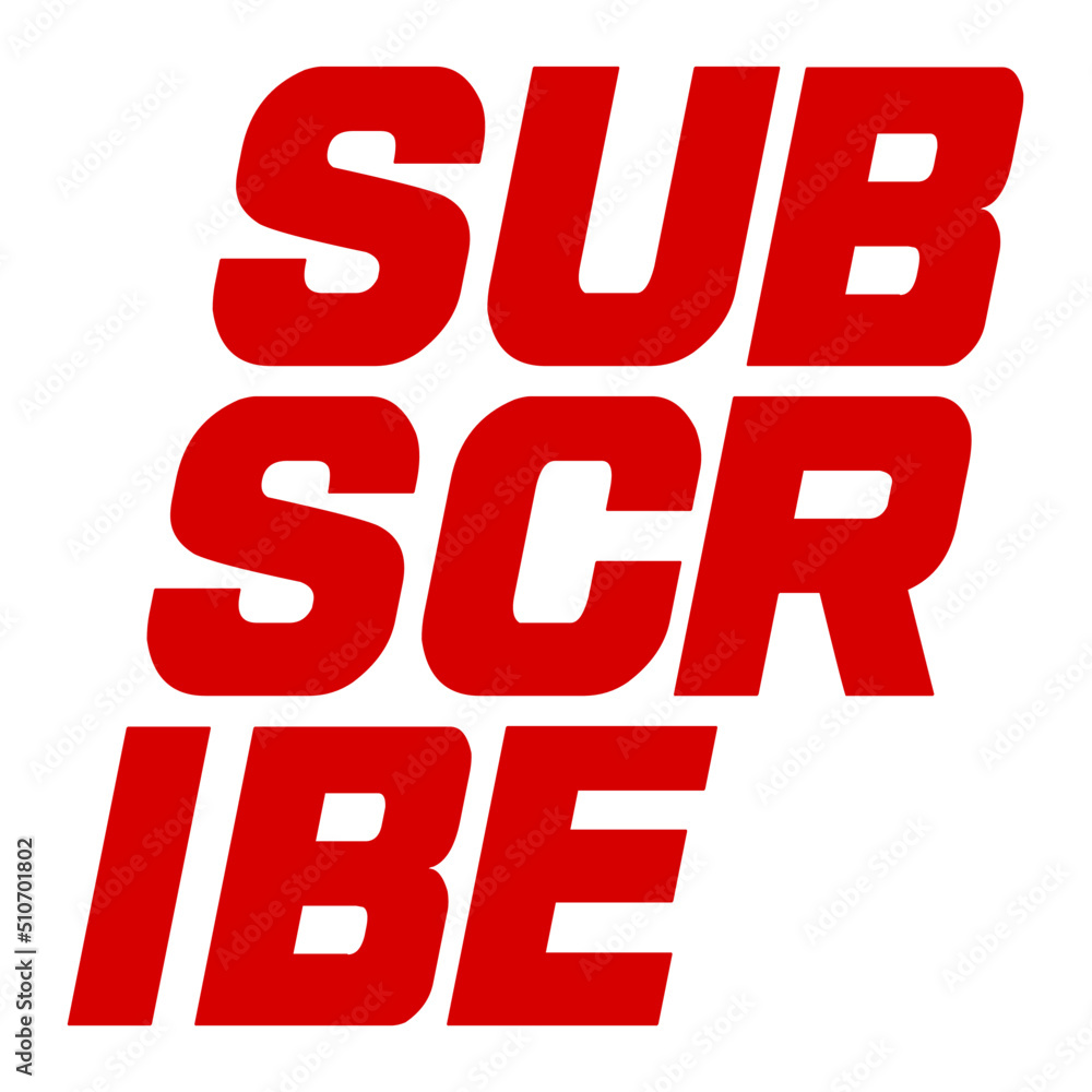 Subscribe custom lettering icon. Red color font. YouTuber channel ...