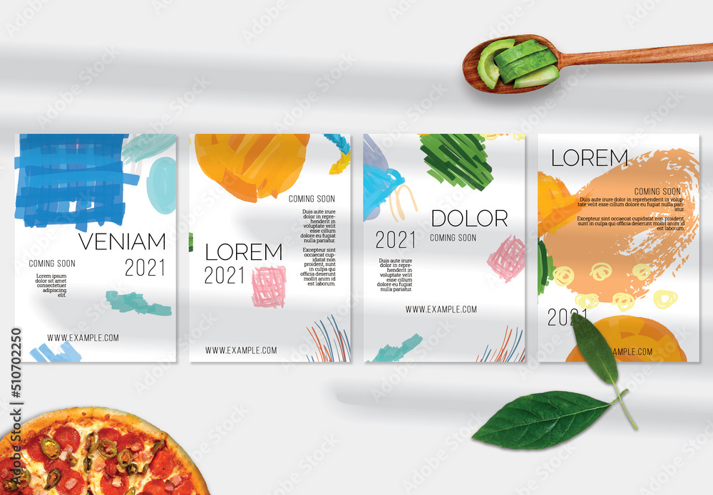 Poster Layout with Abstract Marker Scribble on White Stock Template ...