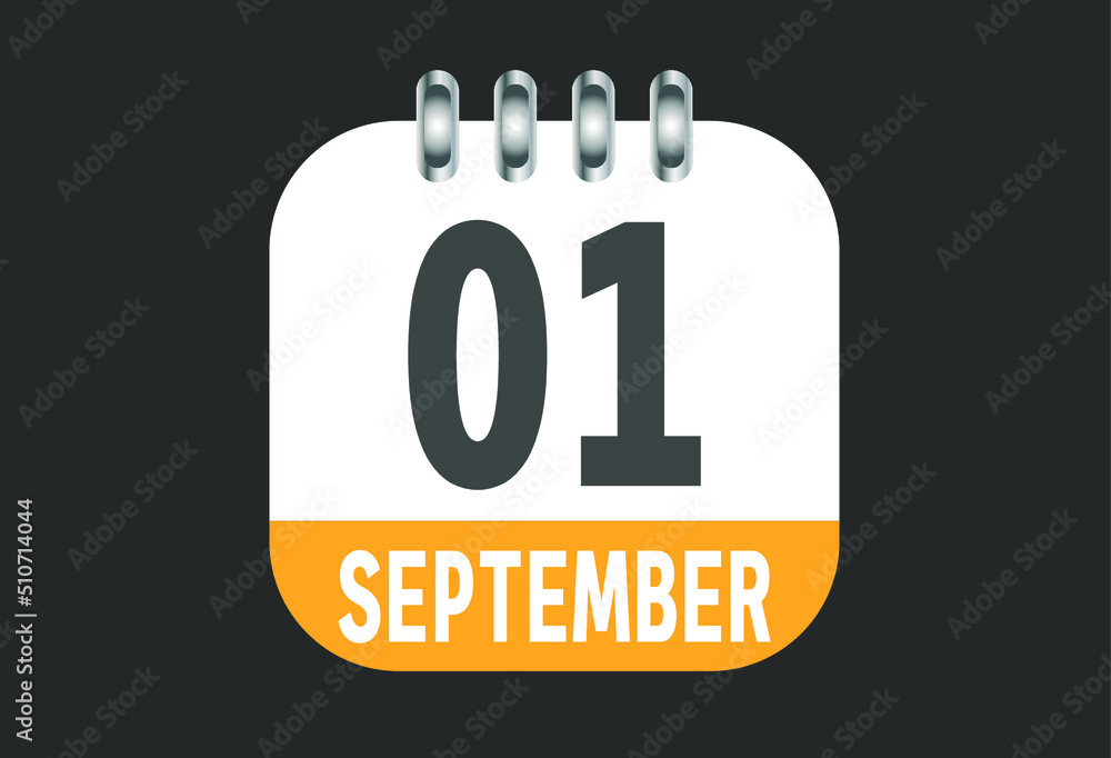 September 1 calendar daily icon. Banner of day, date, month and holiday ...