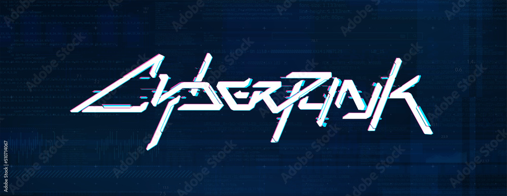 Futuristic Cyberpunk background on blue background with code. Cyberpunk ...