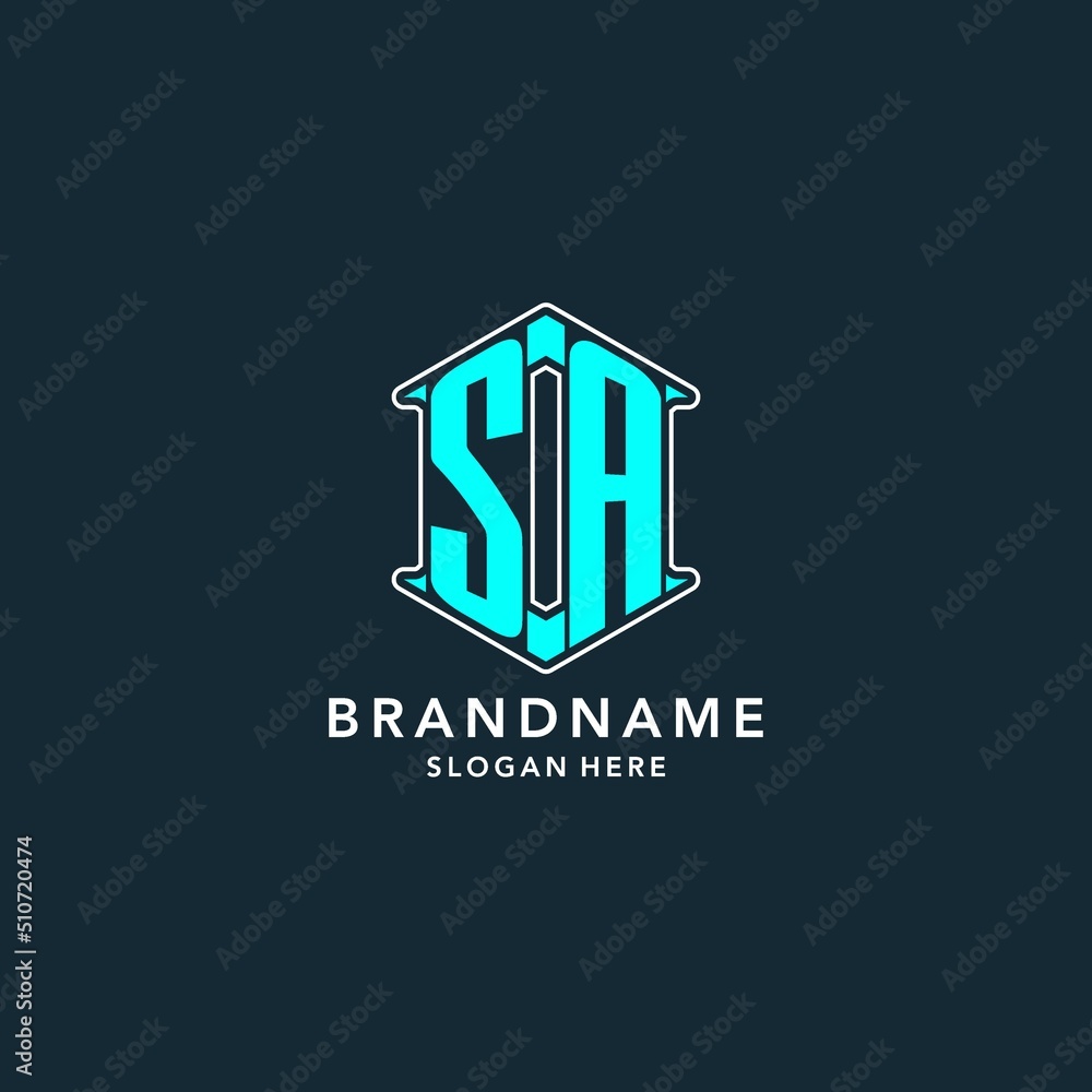 Letter SA logo with hexagon shape geometric style design idea Stock ...