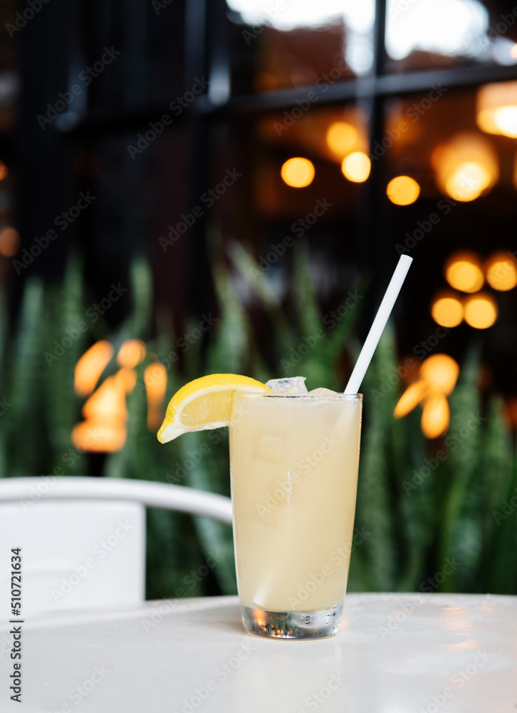 Lemonade with lemon garnish Stock Photo | Adobe Stock