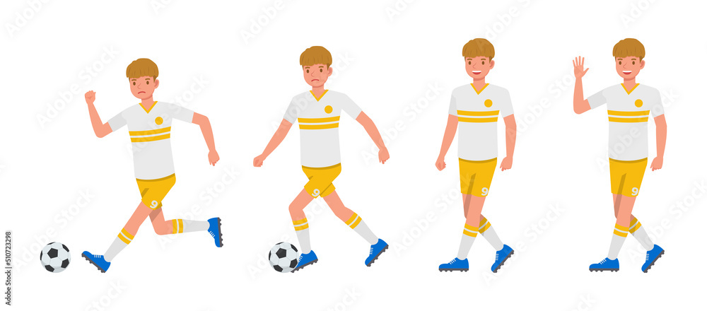Set of Soccer and football player man character vector design ...