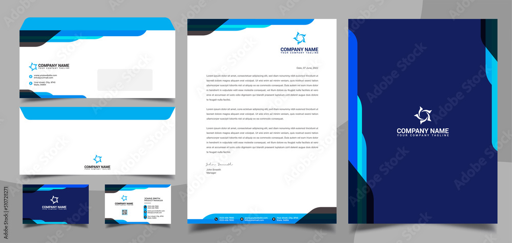 Blue Corporate business brand identity - stationary design - letterhead ...
