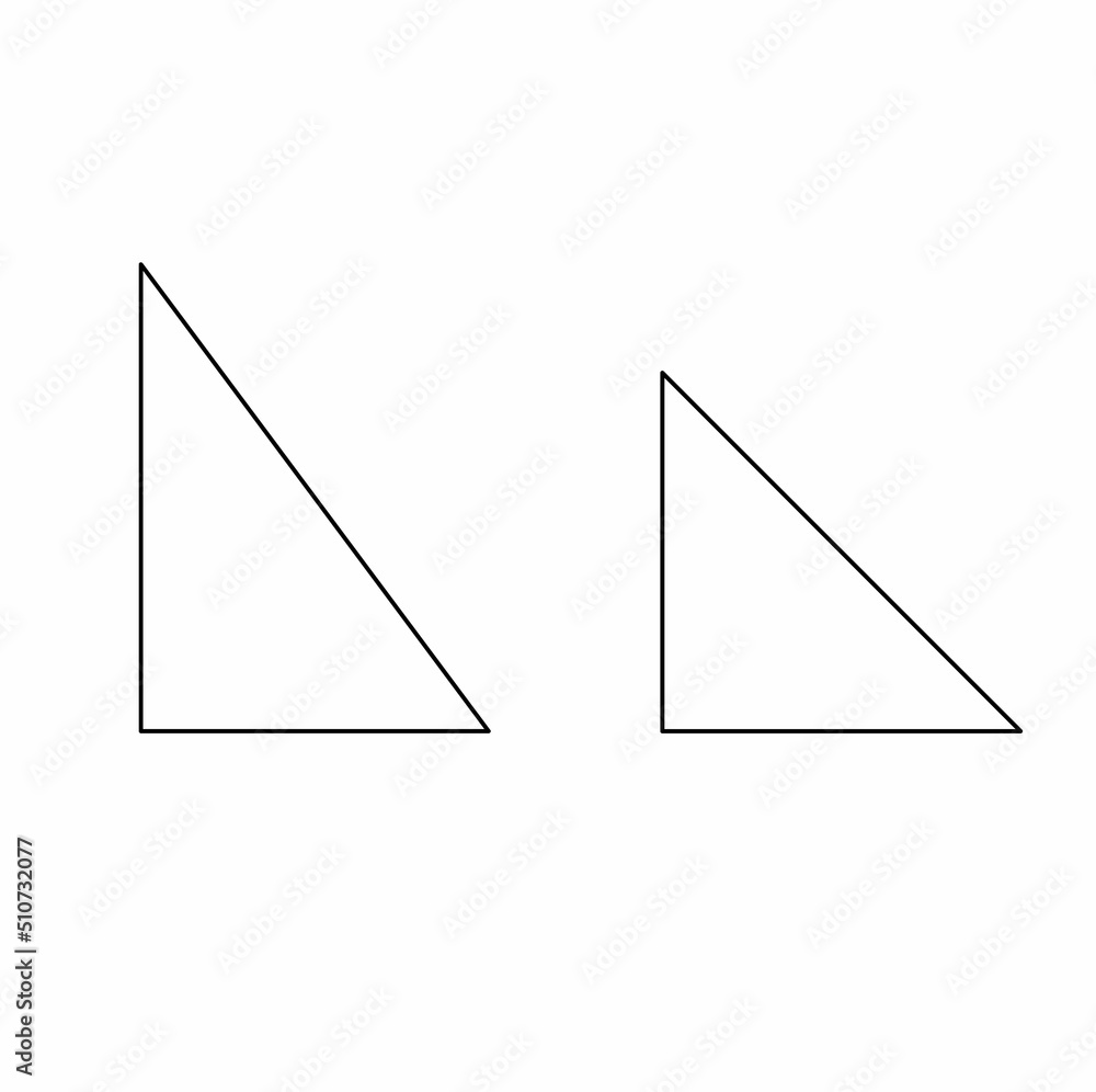 visual didactic guide to geometry,poster, right triangles isolated on a ...