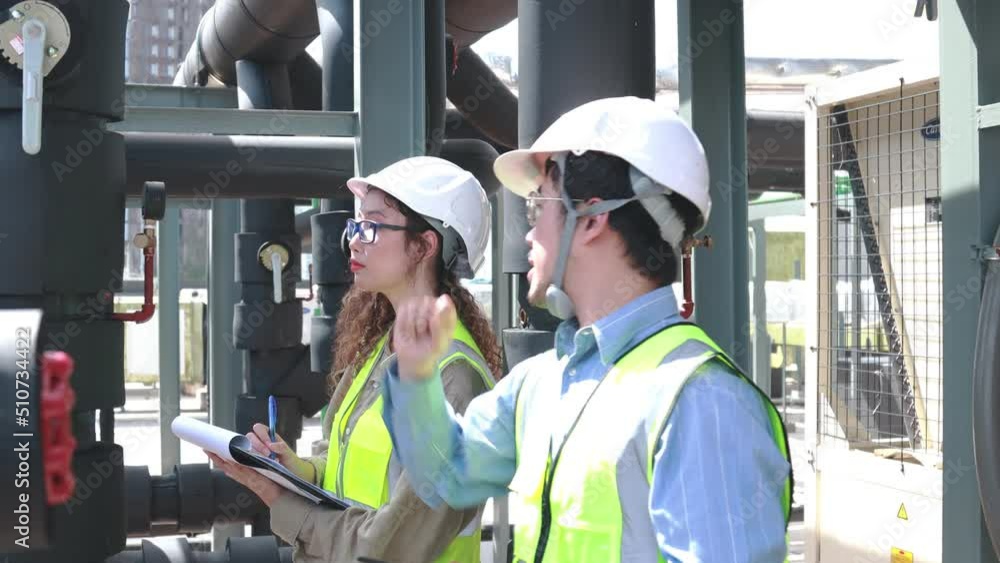 Engineer under checking the industry chilled water fan coil unit air ...