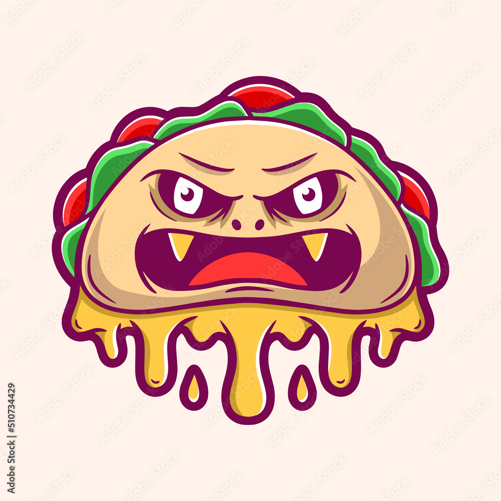 Funny monster taco cartoon vector Stock Vector | Adobe Stock