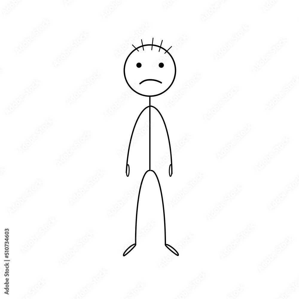 a very sad person, a pictogram of the figure of a person isolated on a ...