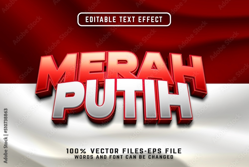 merah putih 3d text effect premium vectors Stock Vector | Adobe Stock