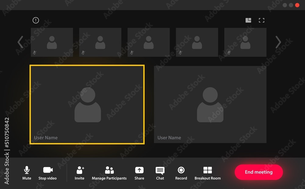 Videocall interface, video call screen or conference chat app, vector ...