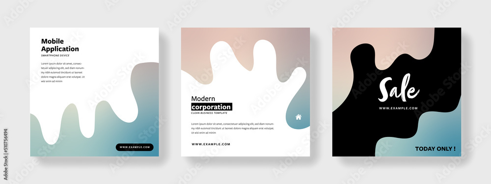 Abstract social media layouts, color splash, templates with place for ...