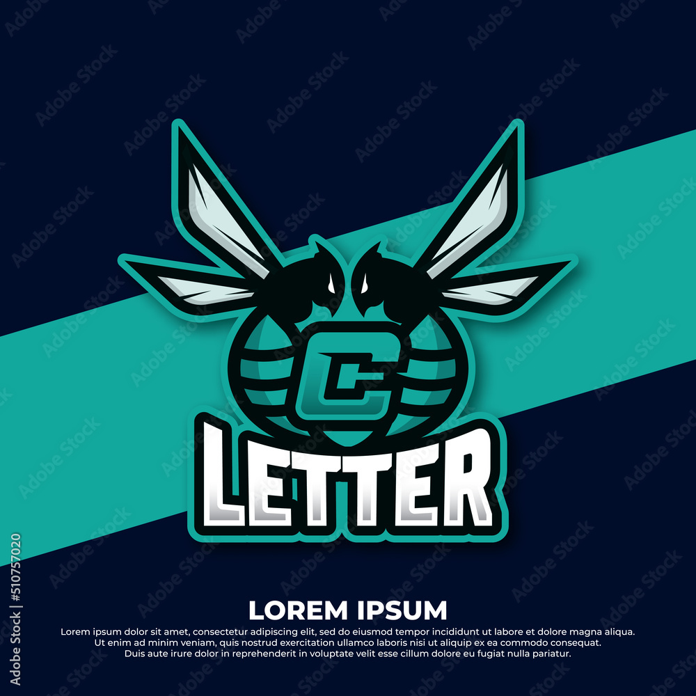 Bee letter C logo design, Hornet bee mascot esport logo design, Angry ...