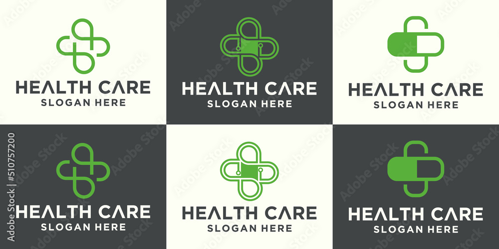 Health Care Logo set. Medical health technology logo design template ...