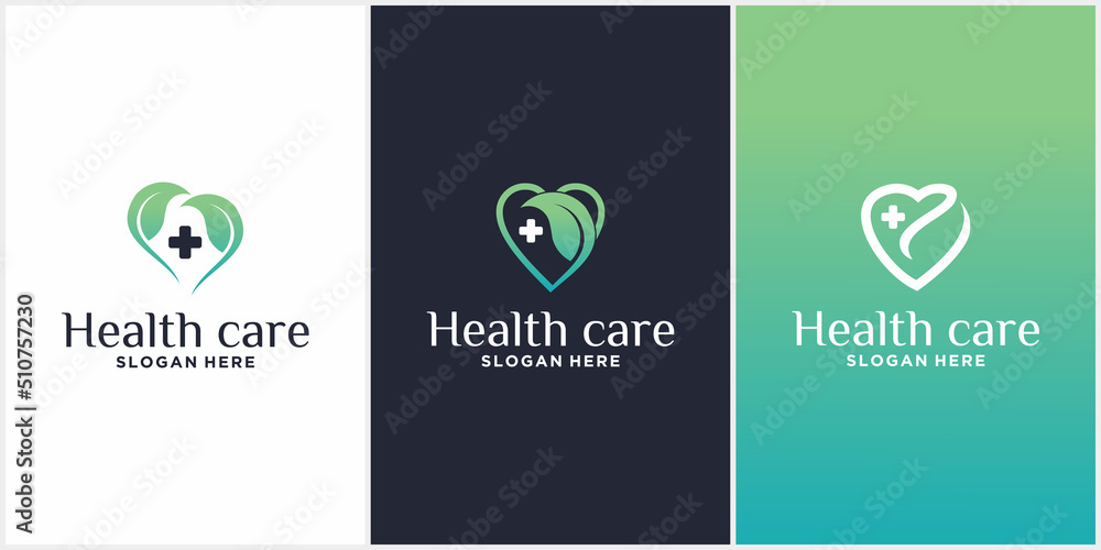 Health love logo set. Medical health logo design template with ...