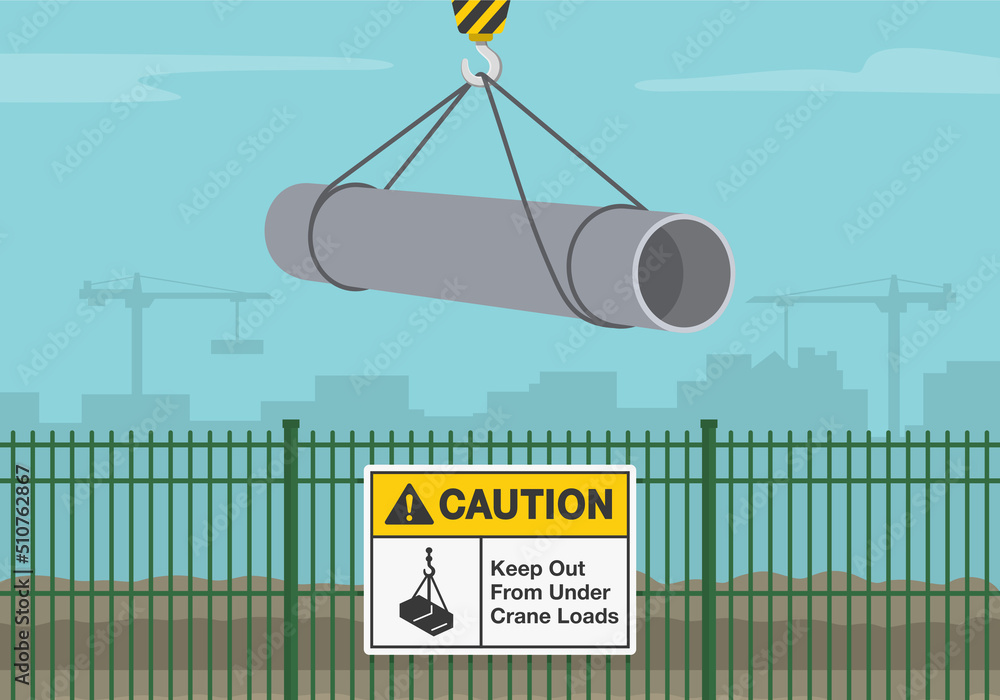 Workplace golden safety rules and tips. Caution, keep out from under ...