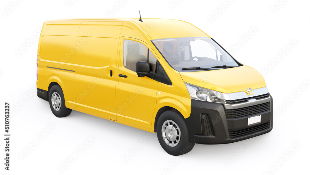 Tokyo, Japan. April 12, 2022: Toyota Hiace. Yellow commercial van for ...