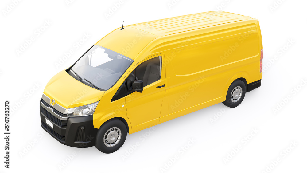 Tokyo, Japan. April 12, 2022: Toyota Hiace. Yellow commercial van for ...