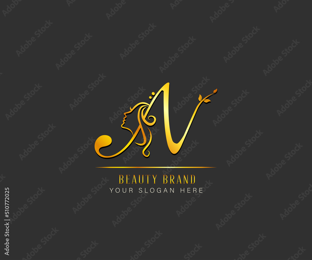 elegant beauty and spa treatment letter N logo. letter N luxury beauty ...