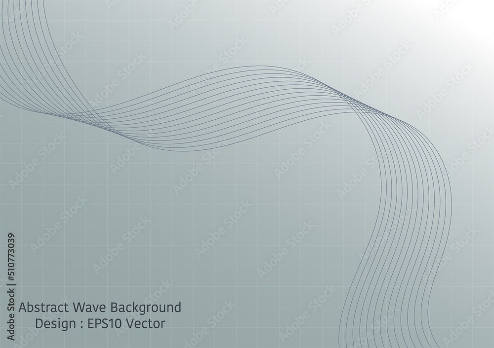 Abstract wave background design, grey wave line on gradient metal color ...