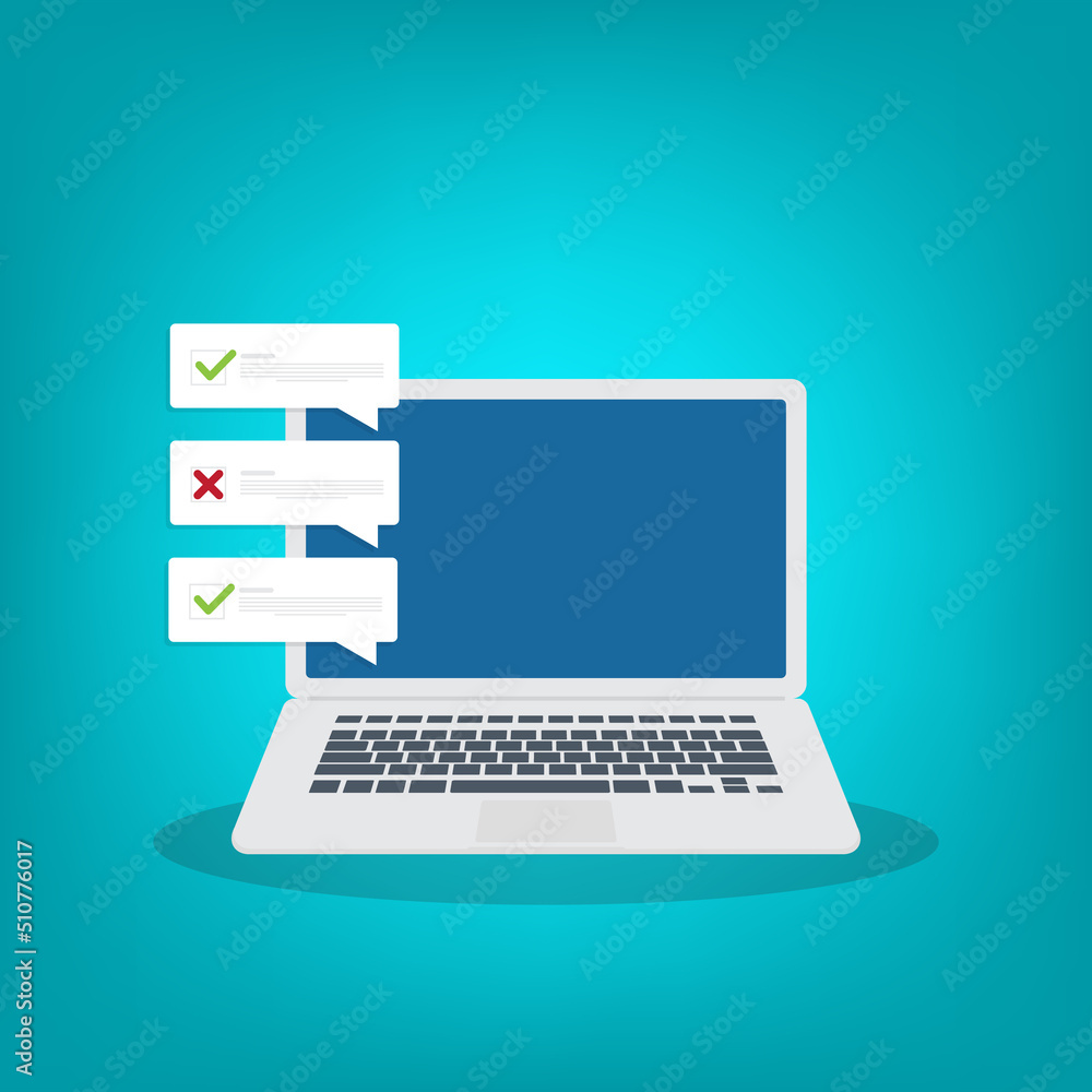 Check list document on laptop, laptop with check list and to do list ...