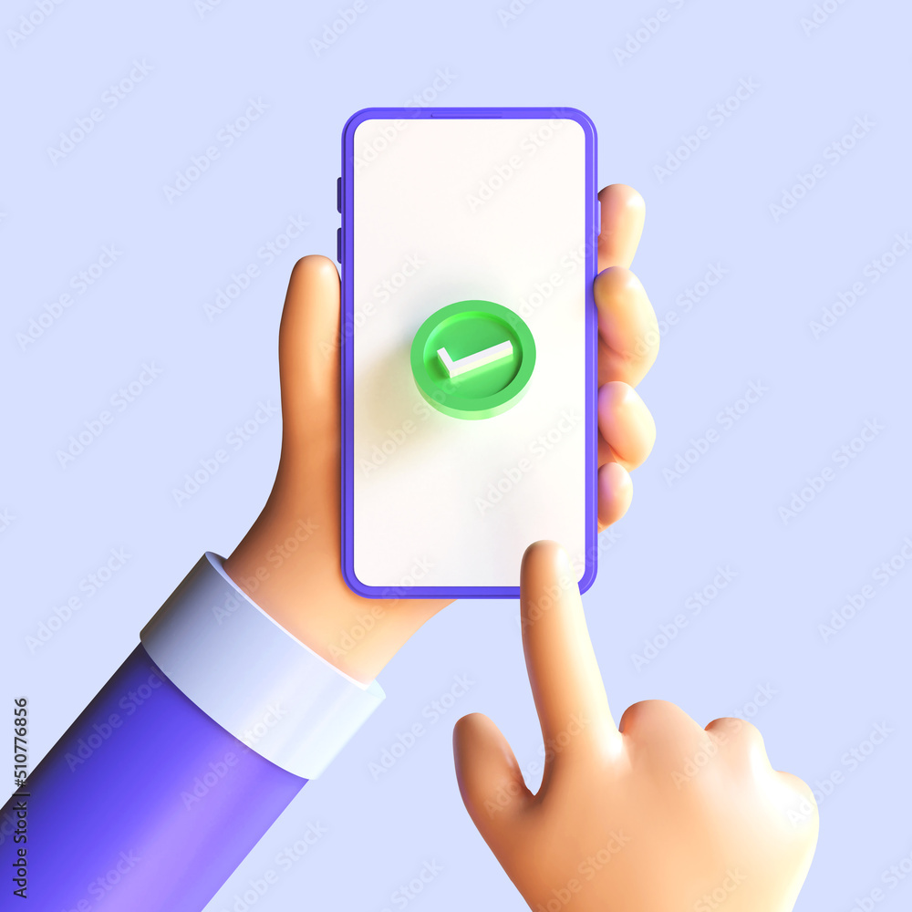 Hand holding phone with check mark successful operation, Online Payment ...