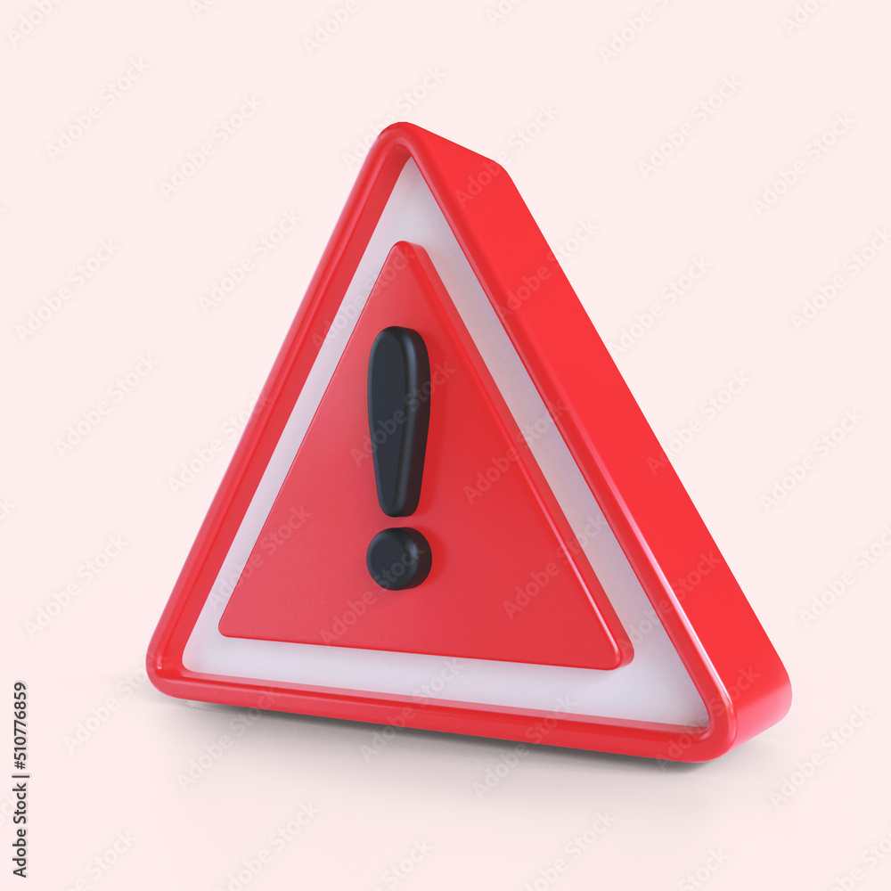 Attention alert sign, red hazard with exclamation mark symbol, mobile ...