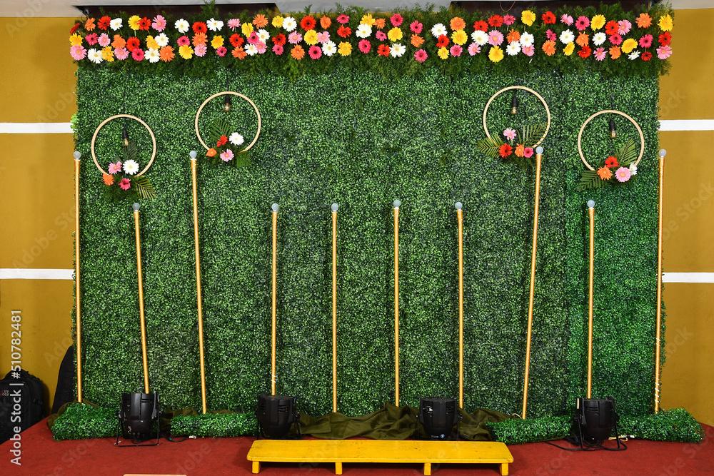 flower themed wedding stage decoration Stock Photo | Adobe Stock