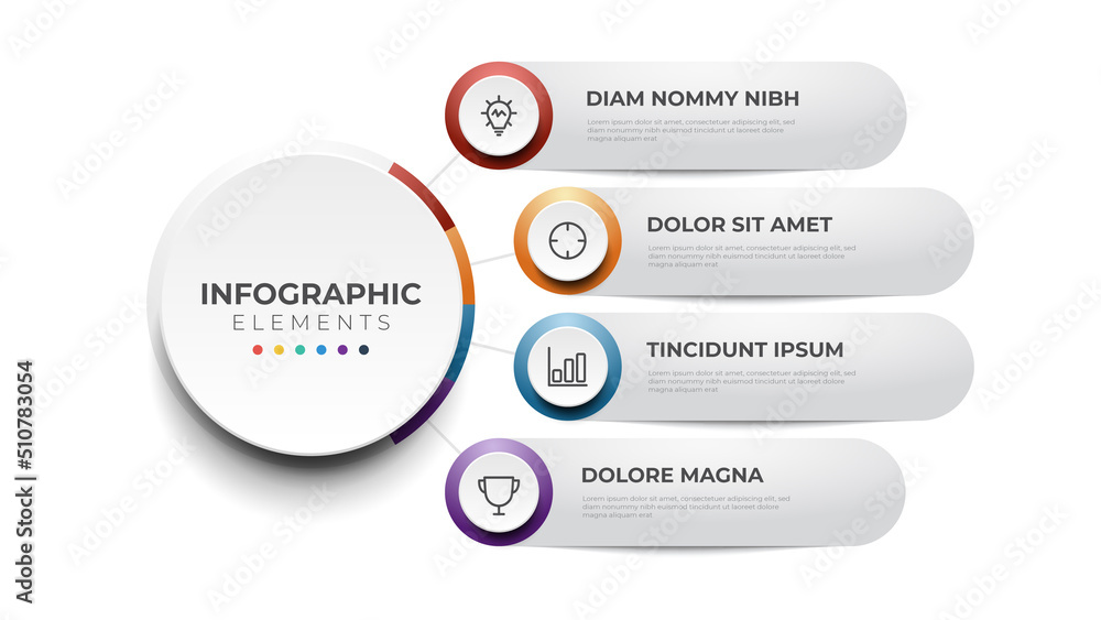 4 list of steps, vertical sequence layout diagram, infographic element ...