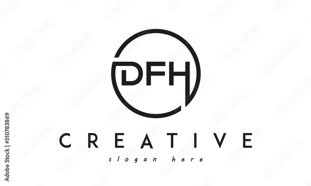 initial DFH three letter logo circle black design Stock Vector | Adobe ...