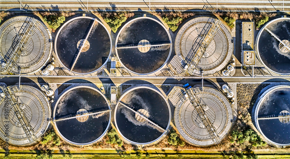 aerial view of Clarifier Tank type Sludge Recirculation in Water ...