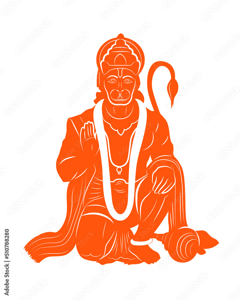 Lord Hanuman or Anjaneya, Hindu god vector isolated. Happy Hanuman ...