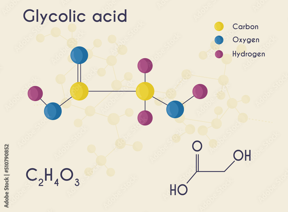 Glicolic acid. Structural formula. Vector illustration. Acid in ...