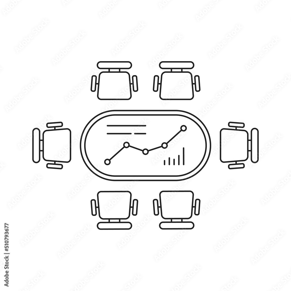 meeting room with graph on thin line table Stock Vector | Adobe Stock