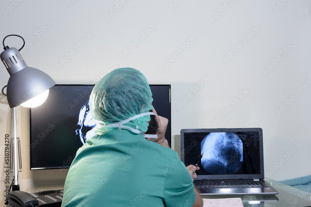 In the medical laboratory, the patient undergoes an MRI or CT scan ...