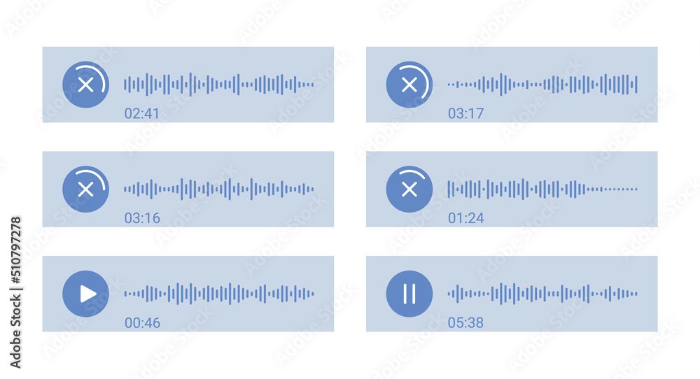 Voice message. Audio sound waves with pause icon. Social media ...