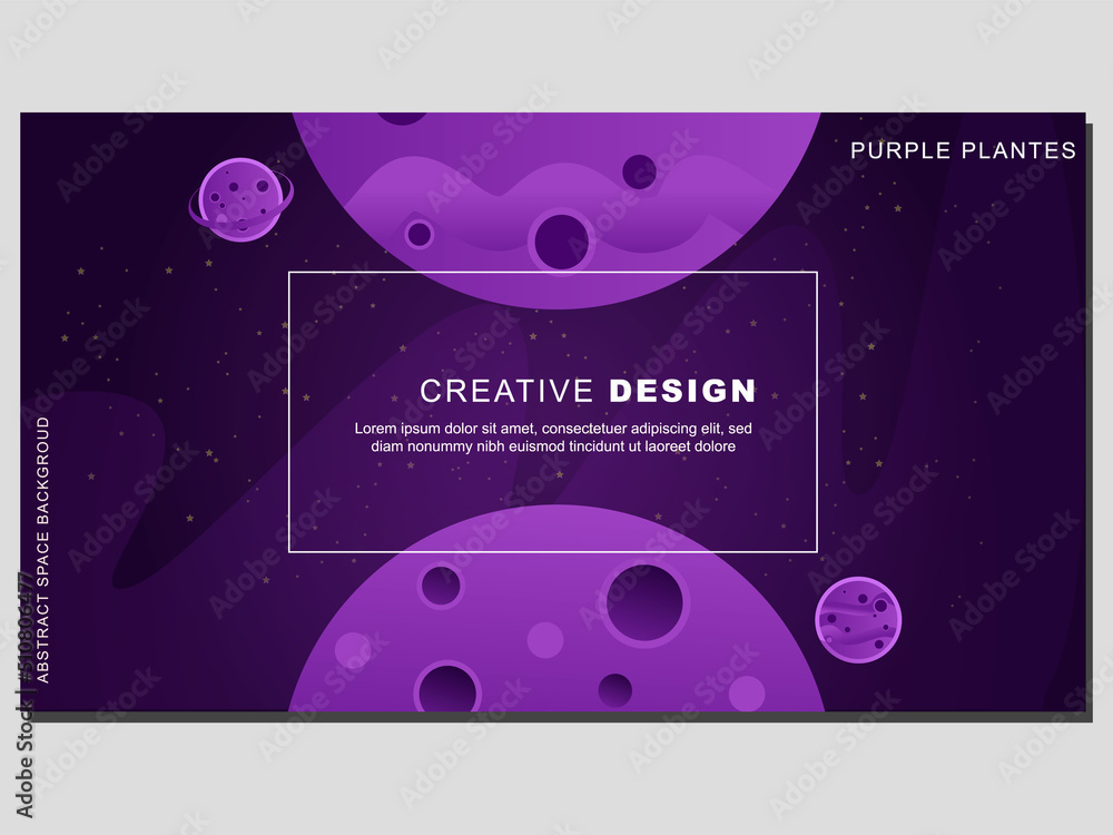Purple planet illustration. Purple background concept in space with ...
