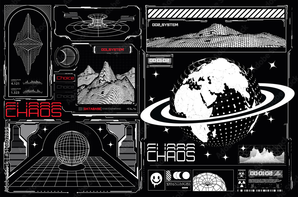 Trendy brutalism style posters with geometric shapes frames, mountains ...