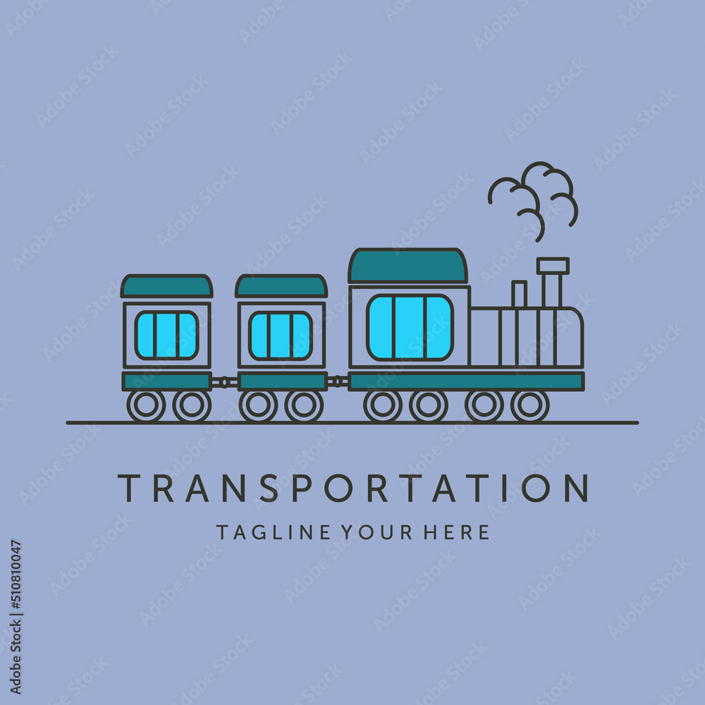 vintage steam train locomotive line art logo vector symbol illustration ...