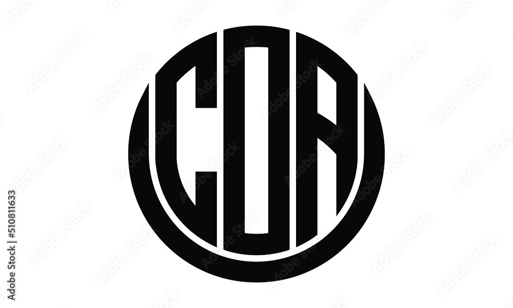 COA three letter shield in circle logo design vector template. letter ...