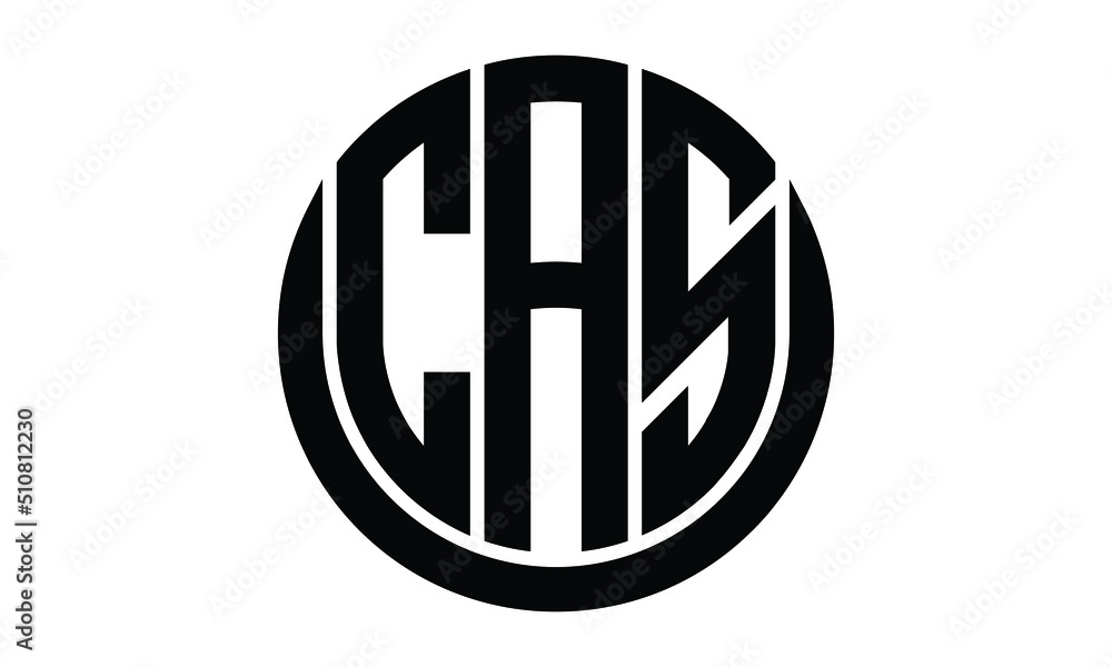CAS three letter shield in circle logo design vector template. letter ...