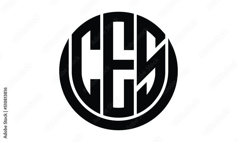 CES three letter shield in circle logo design vector template. letter ...
