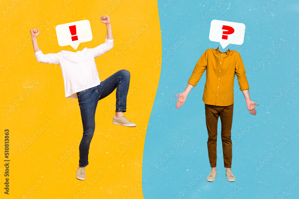 Composite collage image of two people different emotions win lose ...