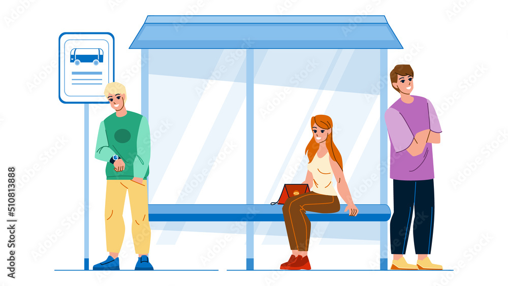 bus stop station vector. bilboard city poster, street empty blank, road ...