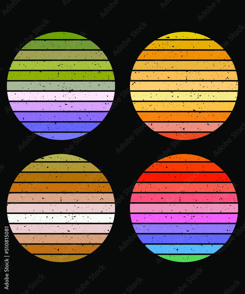 Vintage Sunset, Retro Sunset Collection Grunge Effect Vector Template ...