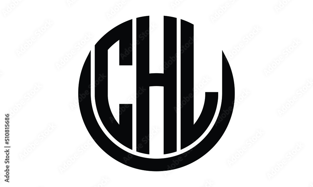 CHL three letter shield in circle logo design vector template. letter ...