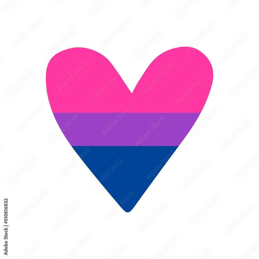 Vector Hand Drawn Doodle Sketch Bi Bisexual Flag Heart Isolated On