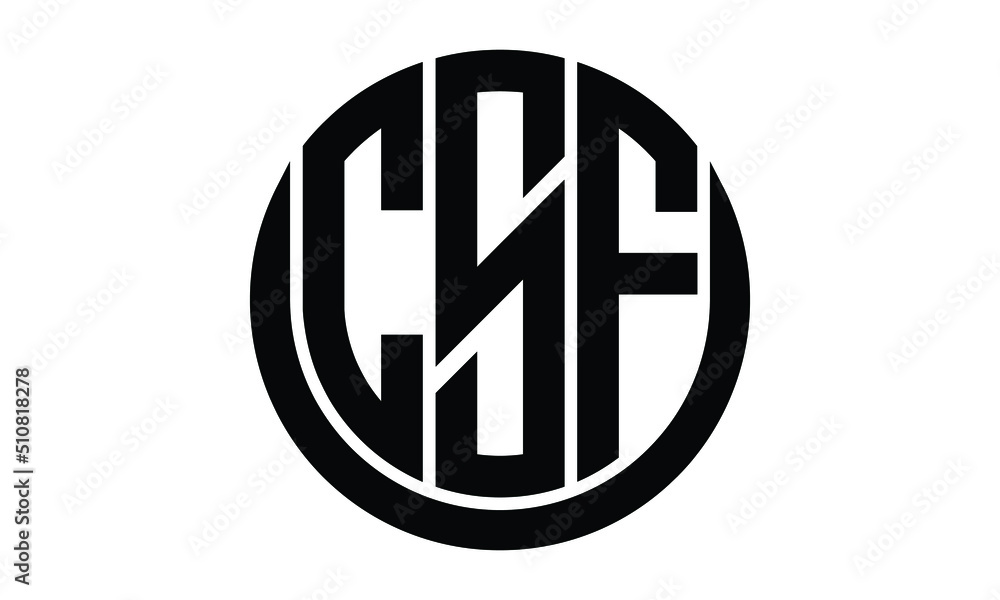 CSF three letter shield in circle logo design vector template. letter ...